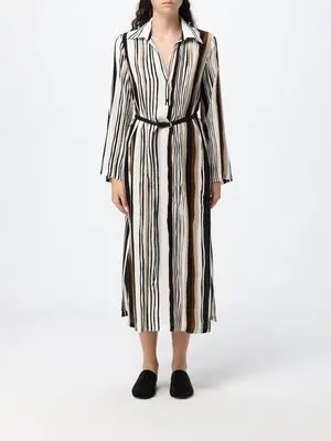 Max Mara Striped Silk Shirt Dress - Blue