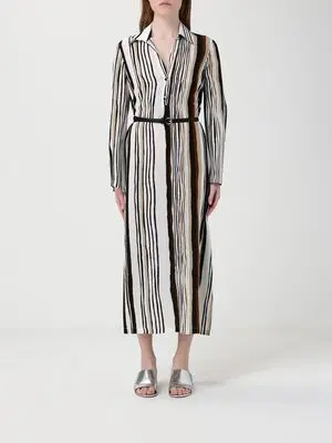 Max Mara Max Mara Studio Striped Silk Shirt Dress Blue