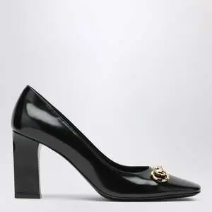 Gucci Signora Pump In Glossy Leather With Horsebit Detail - Black