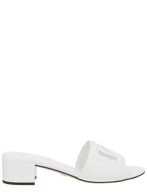 Dolce & Gabbana Heeled Leather Sandals - White