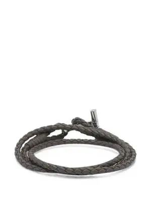 TOM FORD Braided Leather Bracelet - Gray