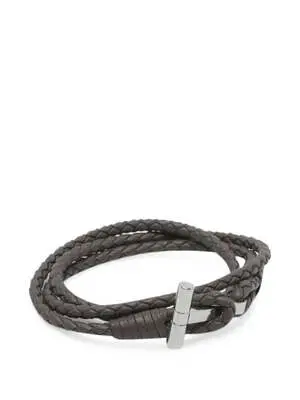 TOM FORD Braided Leather Bracelet - Gray