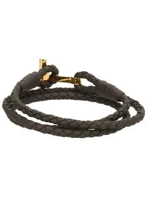 TOM FORD Braided Leather Bracelet - Green
