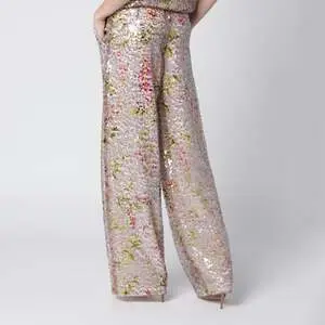 Alberta Ferretti Sequin Trousers With Floral Pattern