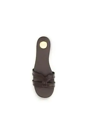 Saint Laurent Smooth Leather Mabrouka Sandals - Brown