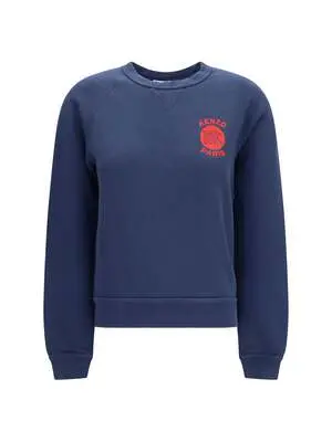 Kenzo Emblem Embroidered Cotton Sweatshirt - Blue