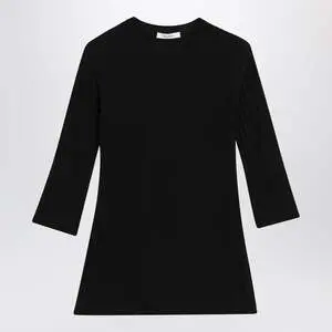 Max Mara Max Mara Ribbed Crewneck Sweater In Crepe Viscose Black