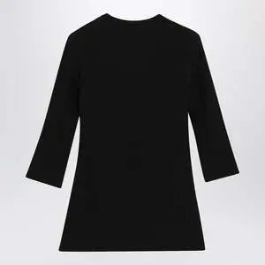 Max Mara Ribbed Crewneck Sweater In Crepe Viscose - Black