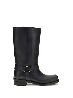 GOLDEN GOOSE Leather Biker Boots With Buckle Detail - Black
