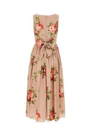 Dolce & Gabbana Sleeveless Rose Print Midi Dress