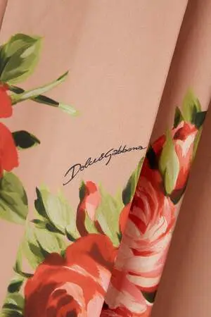 Dolce & Gabbana Sleeveless Rose Print Midi Dress