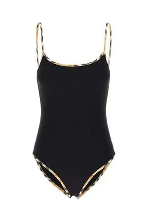 Burberry One Piece Swimsuit With Signature Print Trim - Multicolor