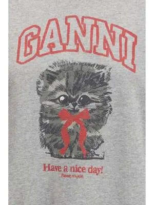 GANNI Kitty Graphic Sweatshirt - Gray