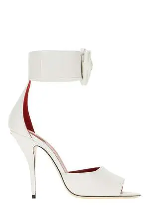 Valentino Garavani VALENTINO GARAVANI White Leather Ankle Strap Mules Multicolor
