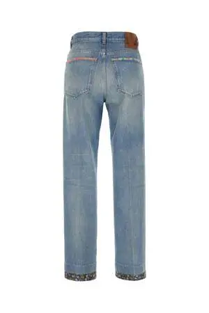 Valentino Garavani Light Wash Floral Embroidered Jeans - Multicolor