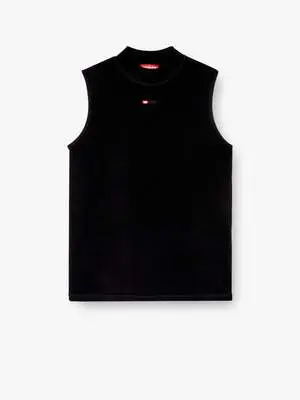 DIESEL® Ribbed Knit Mock Neck Sleeveless Tank Top