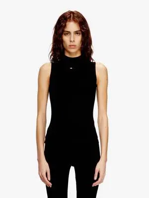 DIESEL® Ribbed Knit Mock Neck Sleeveless Tank Top