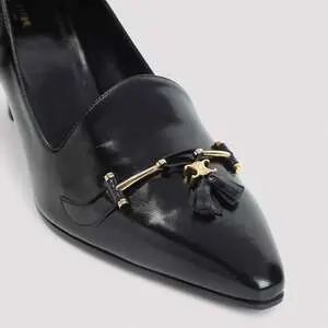 Celine Calfskin Pumps With Gold-tone Detail