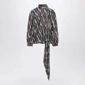 Gucci Printed Silk Twill Blouse - Gray
