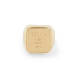 Celine Gold Brass Square Signet Ring - Silver