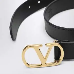 Valentino Garavani Vlogo Signature Leather Belt - Black