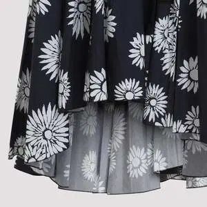 LANVIN Floral Print Charmeuse & Cotton Poplin Dress - Black