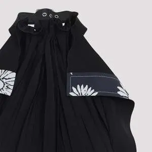 LANVIN Floral Print Charmeuse & Cotton Poplin Dress - Black