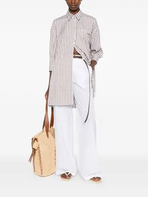 Brunello Cucinelli Striped Cotton And Silk Shirt - Multicolor