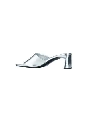 Balenciaga Silver Metallic Heeled Mules