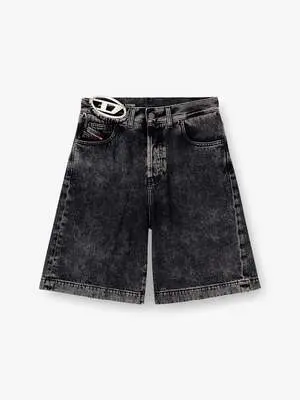 DIESEL® Black Denim Bermuda Shorts With Logo Detail - Multicolor