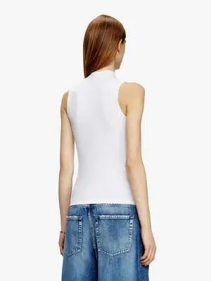 DIESEL® Ribbed Stretch Viscose Mock Neck Tank Top