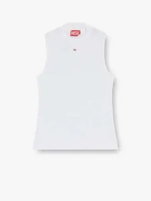 DIESEL® Ribbed Stretch Viscose Mock Neck Tank Top - Multicolor