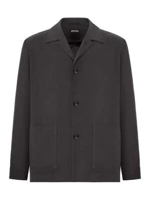 Zegna Wool And Linen Blend Jacket With Patched Pockets - Gray