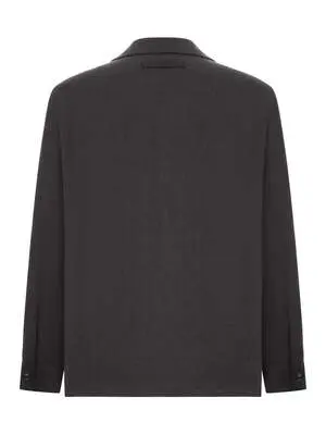 Zegna Wool And Linen Blend Jacket With Patched Pockets - Gray