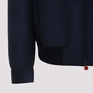 Kiton Virgin Wool And Cashmere Blend Bomber Jacket - Blue
