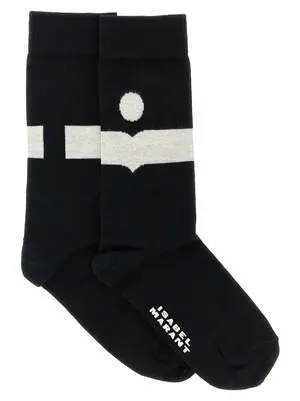 Isabel Marant Étoile Nesson Crew Socks With Logo - Black
