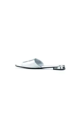 Balenciaga Silver Metallic Mule Slides