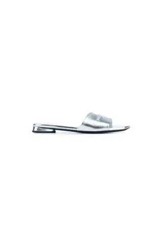 Balenciaga Silver Metallic Mule Slides - Multicolor