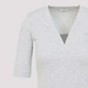 Brunello Cucinelli Ribbed V-neck T-shirt