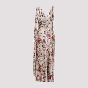 Acne Studios Floral Print Draped Neck Maxi Dress