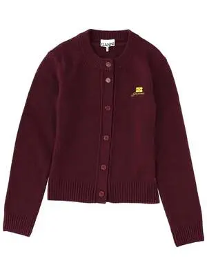 GANNI Cardigan With Logo - Multicolor