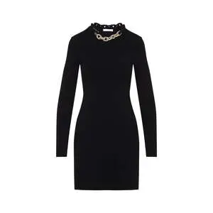 Rabanne Silk Mini Dress With Gold-tone Chain Detail - Black