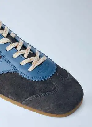 Dries Van Noten Suede Trimmed Leather Sneakers - Gray
