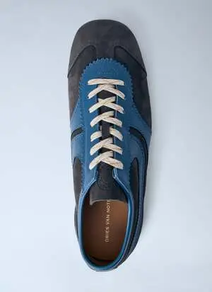 Dries Van Noten Suede Trimmed Leather Sneakers - Gray
