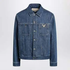 Valentino Garavani Denim Jacket With Vgold Detail - Blue