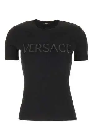 Versace T-shirt With Embellished Logo - Multicolor