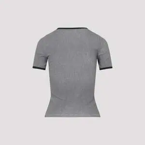 COURREGES Houndstooth Contrast T-shirt - Black
