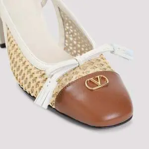 Valentino Garavani Slingback Pumps With Bow Detailing And Gold Tone Logo