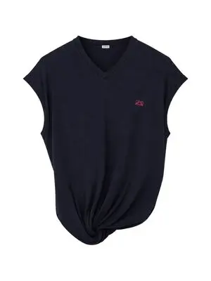 Loewe Sleeveless V-neck Wool Sweater With Knot Detailing - Multicolor