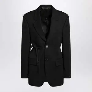 Balenciaga Single Breasted Jacket With Side Tie Detail - Black
